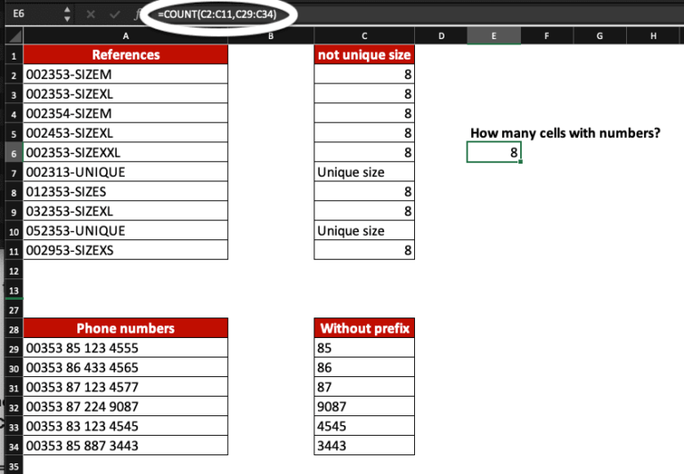 Excel COUNTA vs COUNT - Formulas