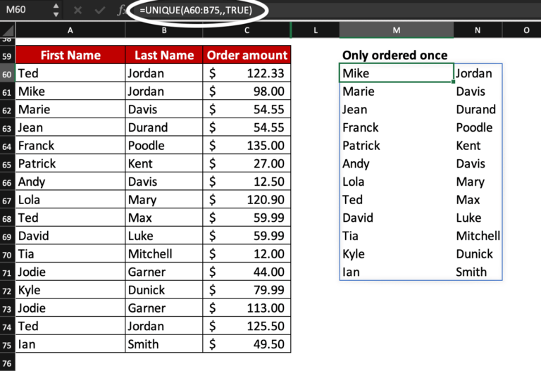 Get Unique Values in Excel - UNIQUE Function