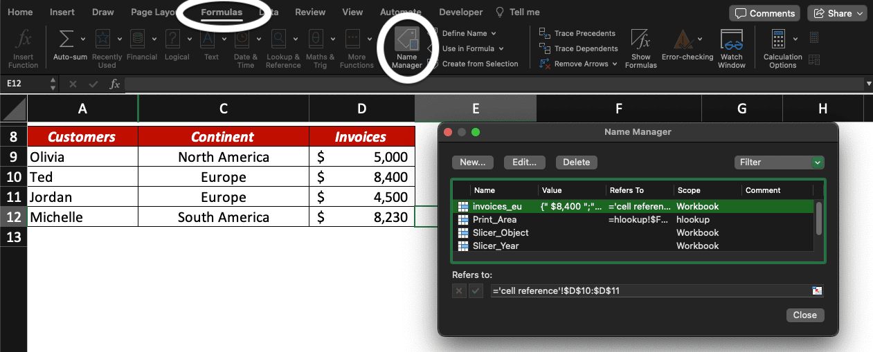 How to Define Names in Excel (Tables)
